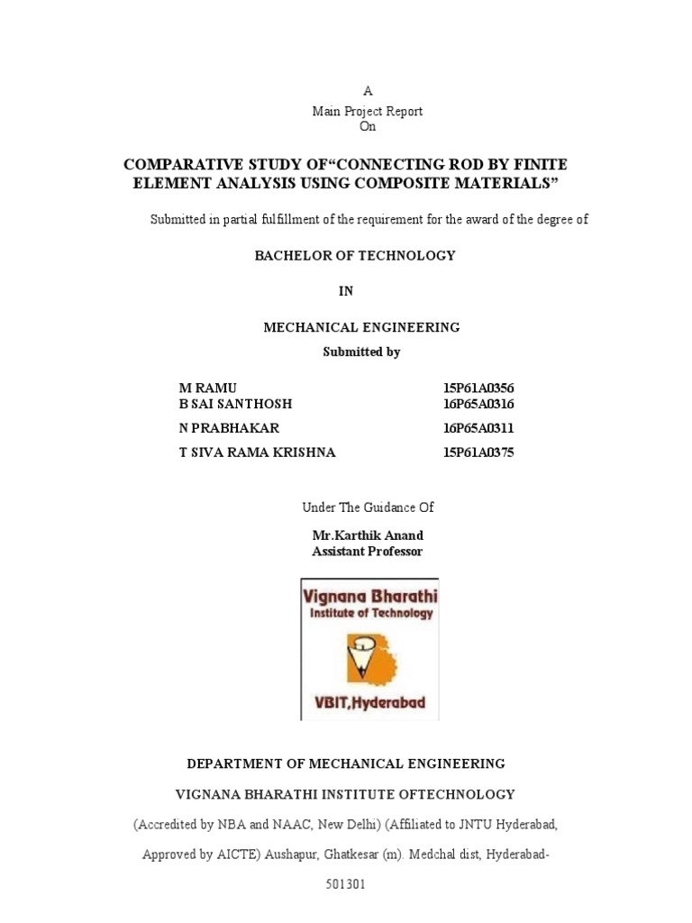 Comparative Study Of"Connecting Rod by Finite Element Analysis Using Composite Materials ...