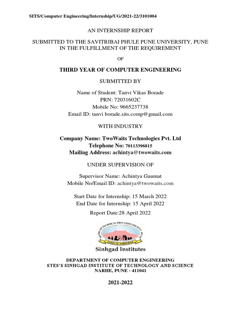 TE - Internship Report Tanvi | PDF | Queue (Abstract Data Type ...