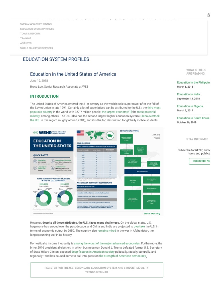 Education in The United States of America | PDF | Middle Schools | Schools