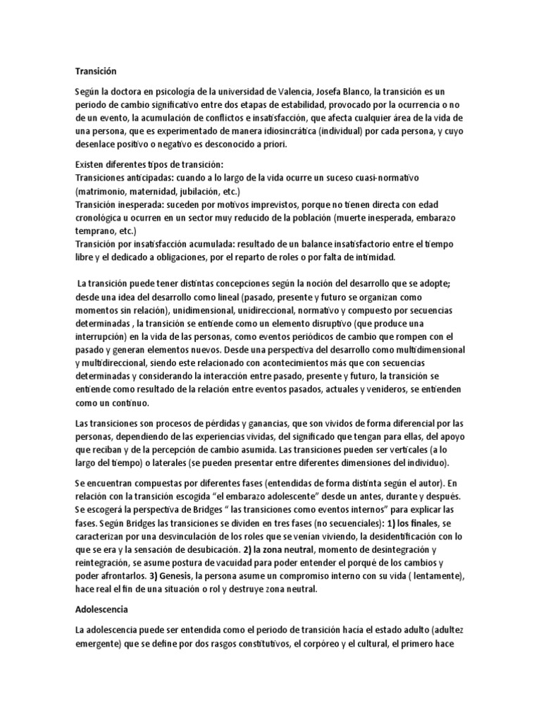 Transiciones - Adolescencia | PDF | Adultos | Adolescencia