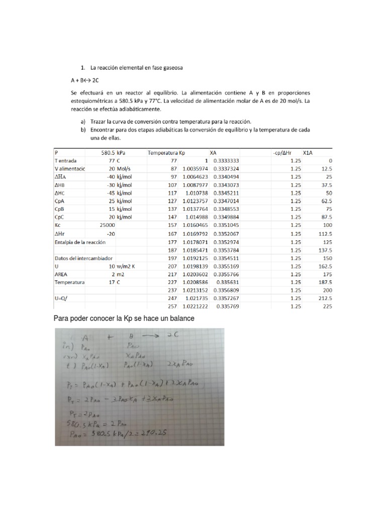 Examen Largo Reactores Quimicos Homogeneso 1 | PDF