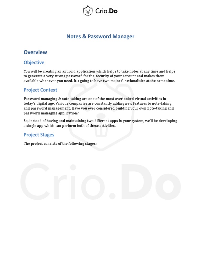 Notes & Password Manager: Objective | Download Free PDF | Android ...