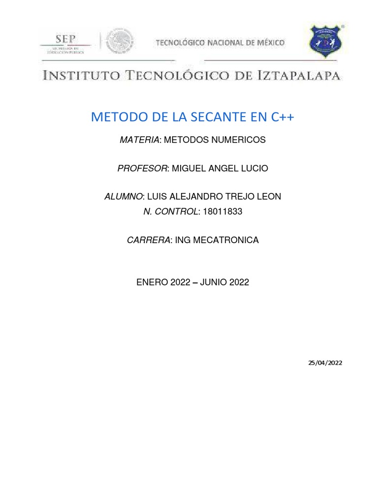 Metodo de La Secante CPP | PDF | C ++ | Informática