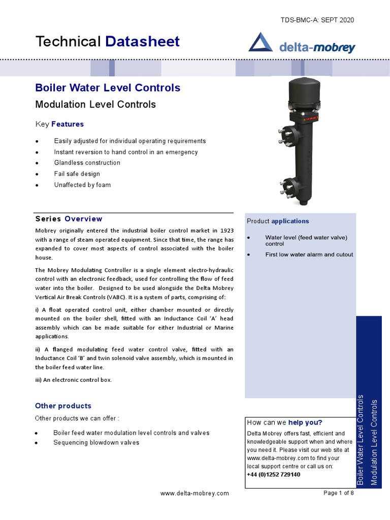 Boiler Modulation Controls Datasheet | PDF | Valve | Boiler