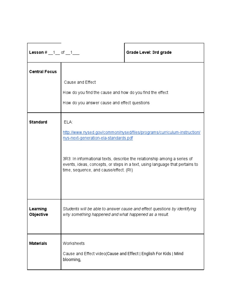 Cbse 4221 Lesson Plan Pop Cycle 1 | PDF | Causality | Lesson Plan