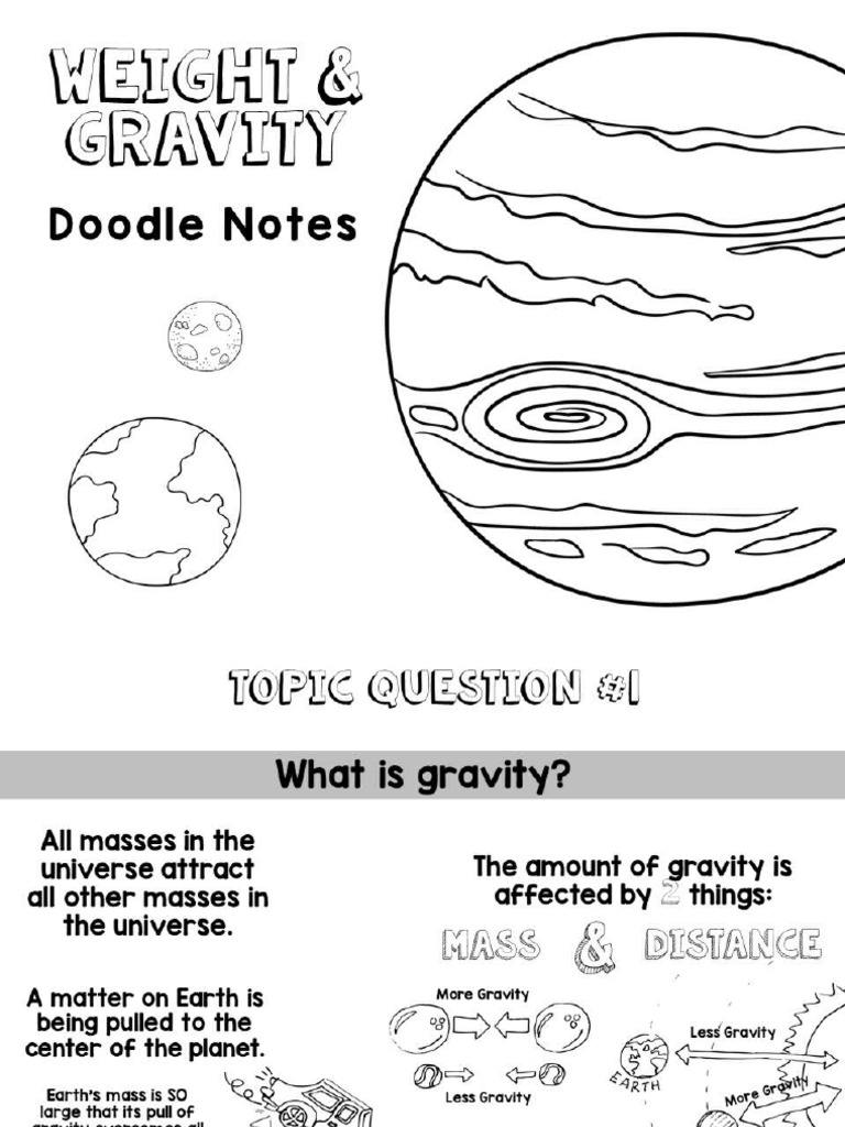 Weight and Gravity Doodle Notes Powerpoint | PDF
