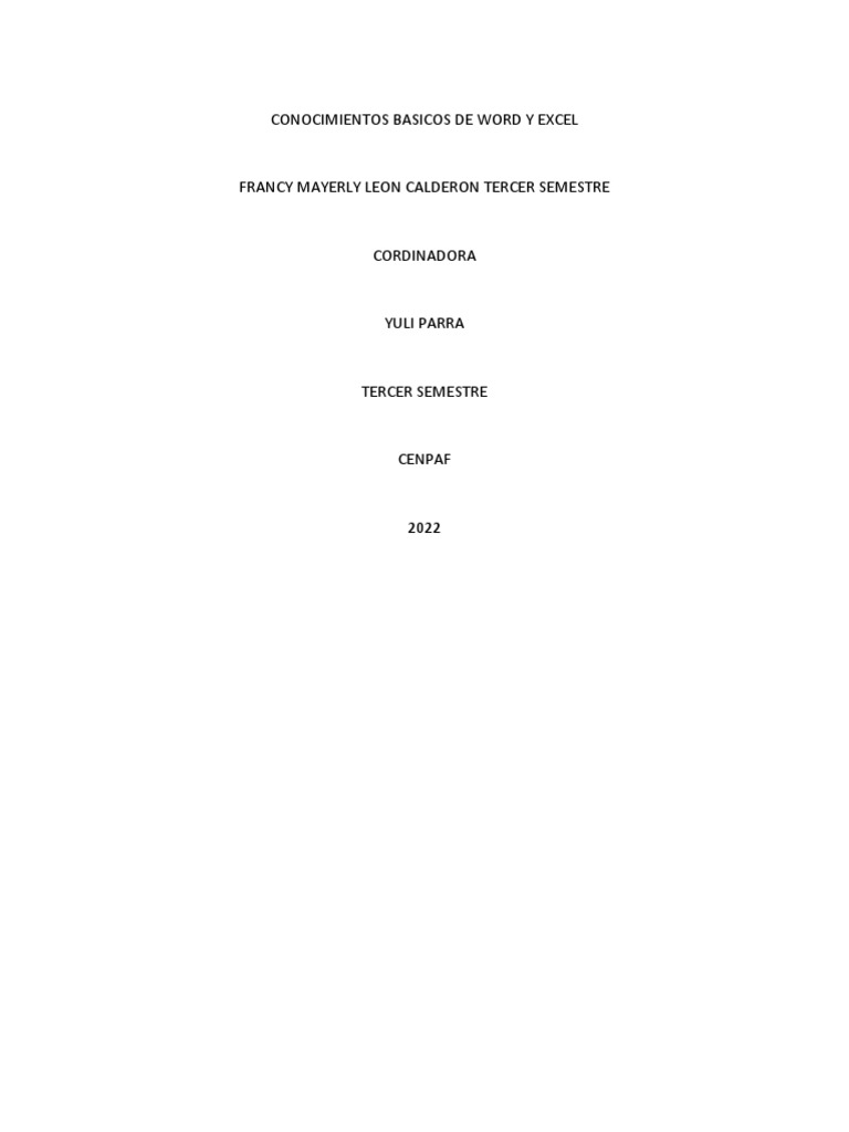 Conocimientos Basicos de Word y Excel | PDF | Archivo de computadora | Microsoft Excel