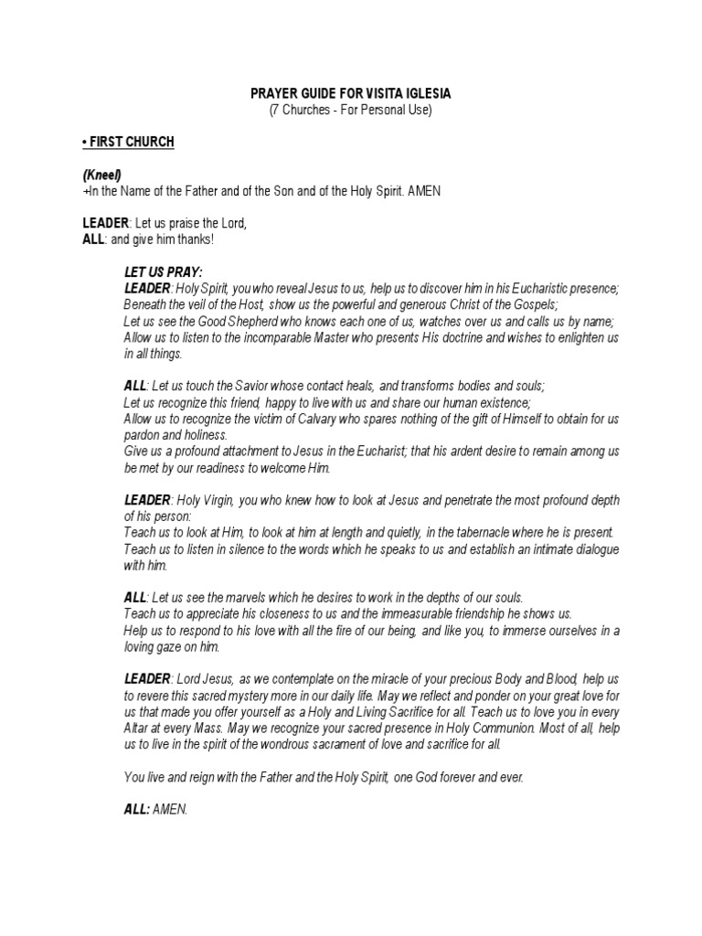 Prayer Guide For Visita Iglesia | PDF | Eucharist | Glory (Religion)