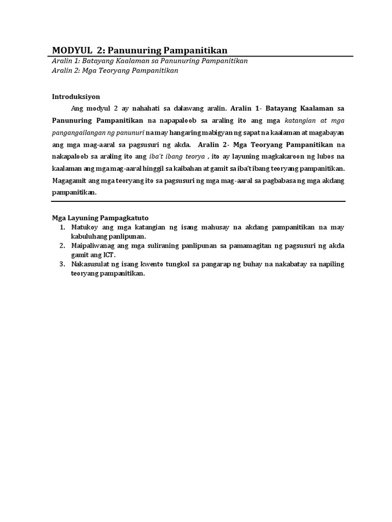 Modyul 2 Aralin 1 2 | PDF