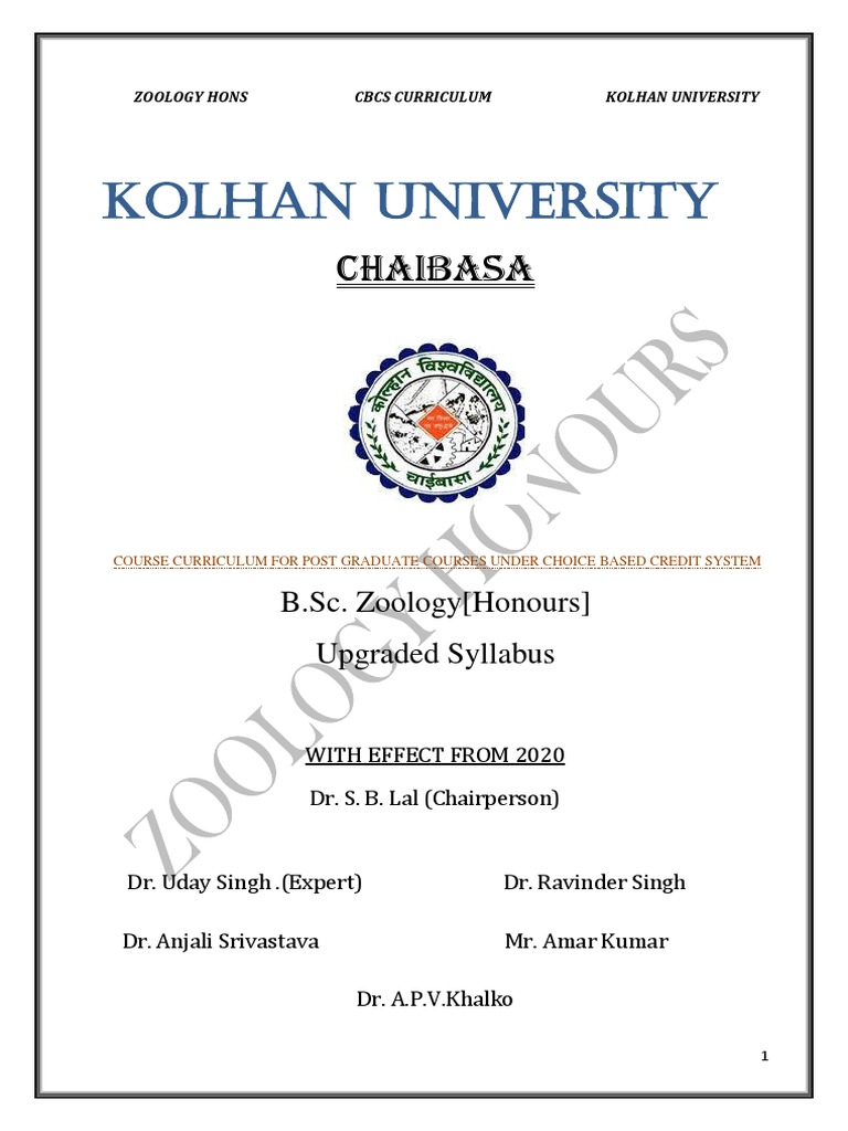 B.SC ZOOLOGY. HONS SYLLABUS 2020 (NEW) Kolhan University | PDF | Immune ...