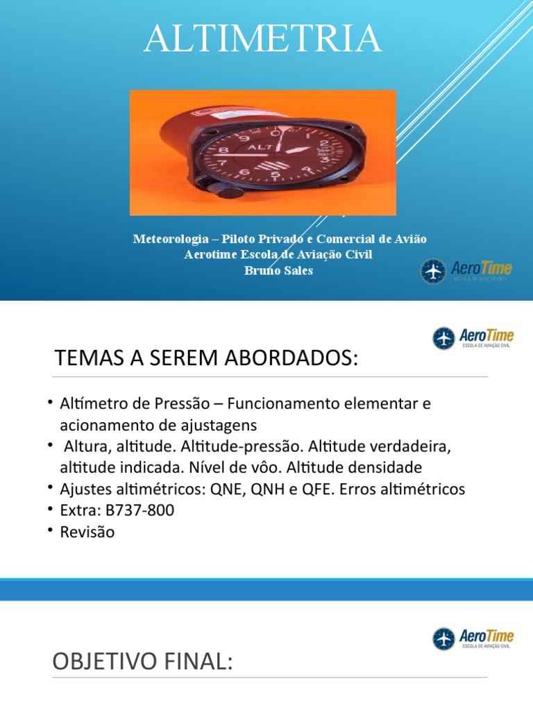 Aula Meteorologia - Altimetria | PDF | Altímetro | Física Aplicada e ...