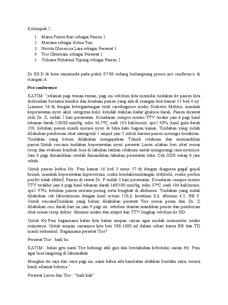 Pre Dan Post Confrence - Kel2 - 3b-2 | PDF | Pengembangan Diri | Kesehatan Holistik