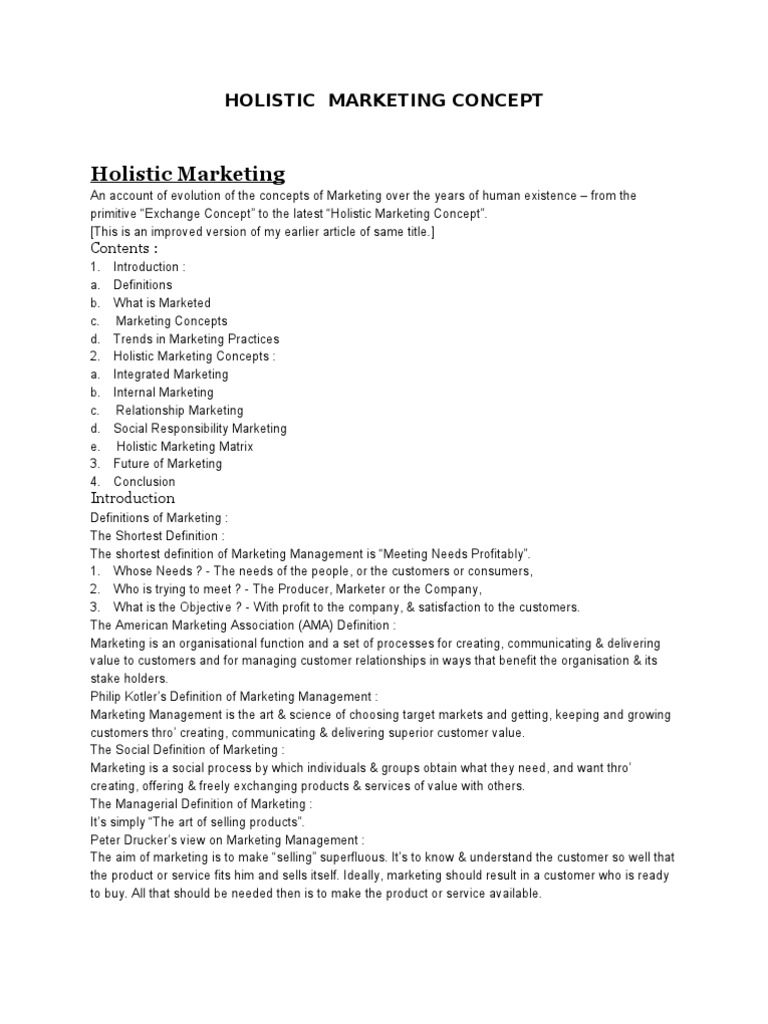 Understanding Holistic Marketing Concepts | PDF | Marketing ...