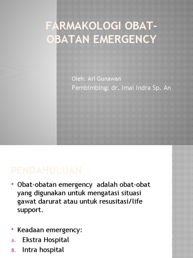 Obat Emergency dan Farmakologi | PDF