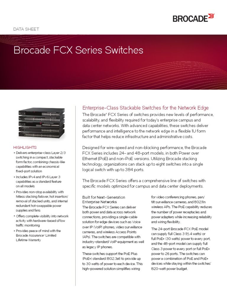 Brocade FCX Series Switches: Enterprise-Class Stackable Switches For The Network Edge | PDF ...