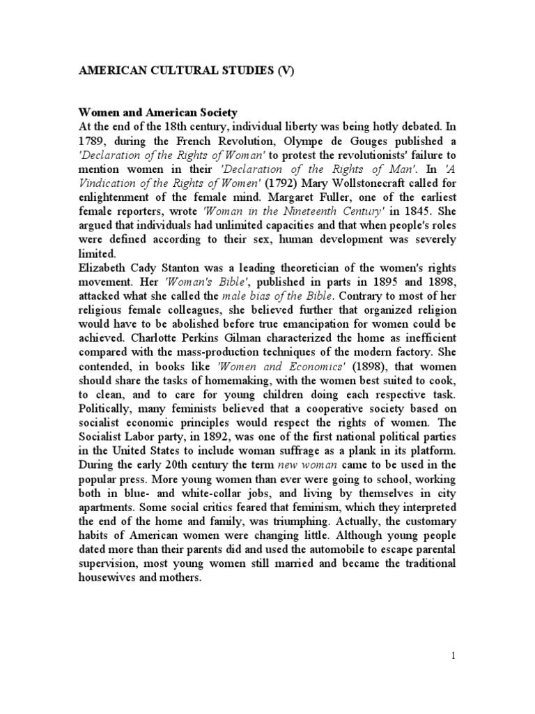 Women’s Rights Movement in America | PDF | Abolitionism In The United ...