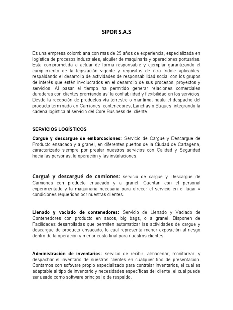 Sipor S | PDF | Logística | Business