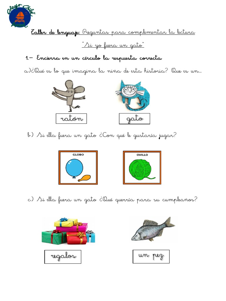 Preguntas Taller de Lenguaje Si Yo Fuera Un Gato | PDF