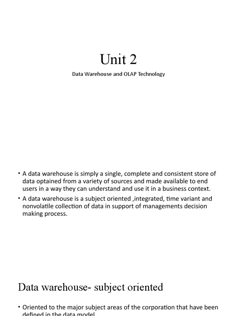 Unit 2 Data Warehouse New | PDF | Data Warehouse | Databases