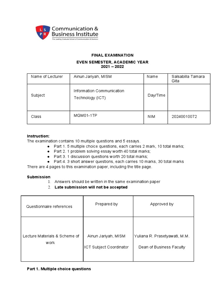 ICT Final Exam | PDF | Internet | Search Engine Optimization