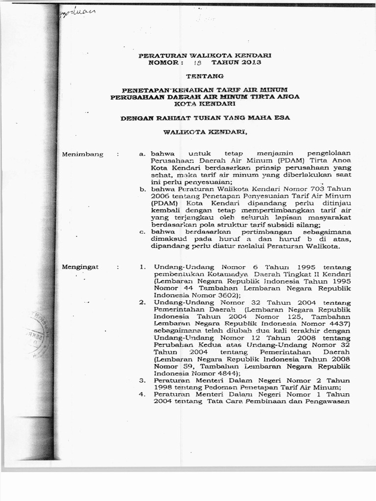 Perwali Kendari No.18 Tahun 2013 | PDF