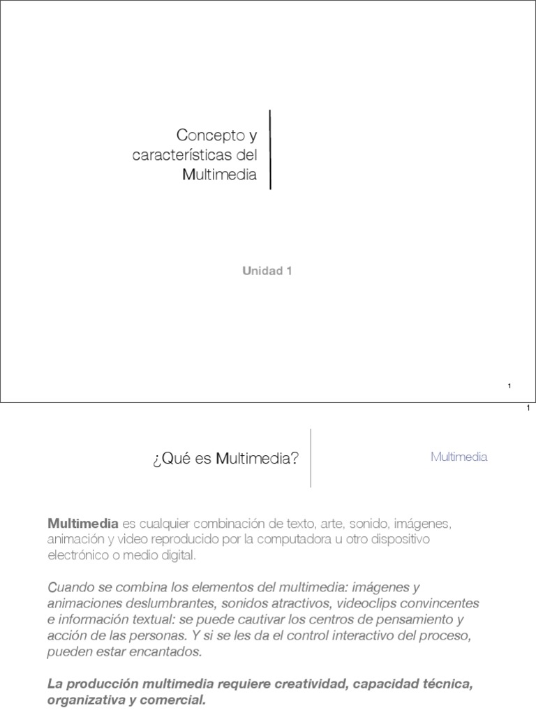 1 Concepto y Caracteristicas Del Multimedia | PDF | Multimedia | Animación