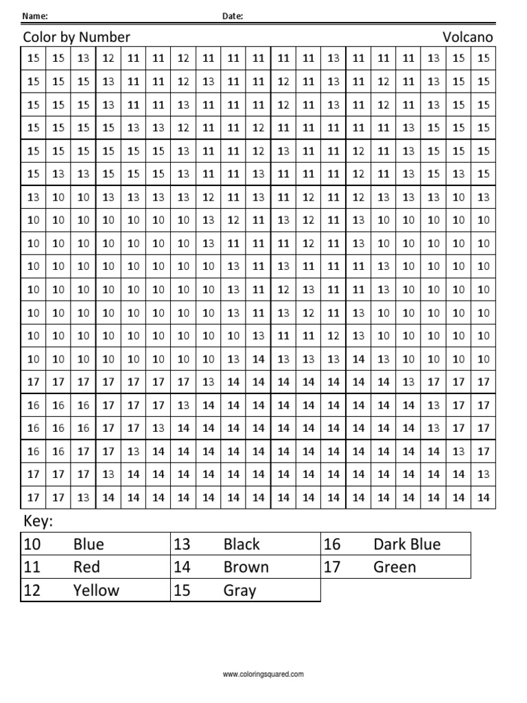 KN28 Volcano Kindergarten Math Coloring | PDF | Light | Image Processing