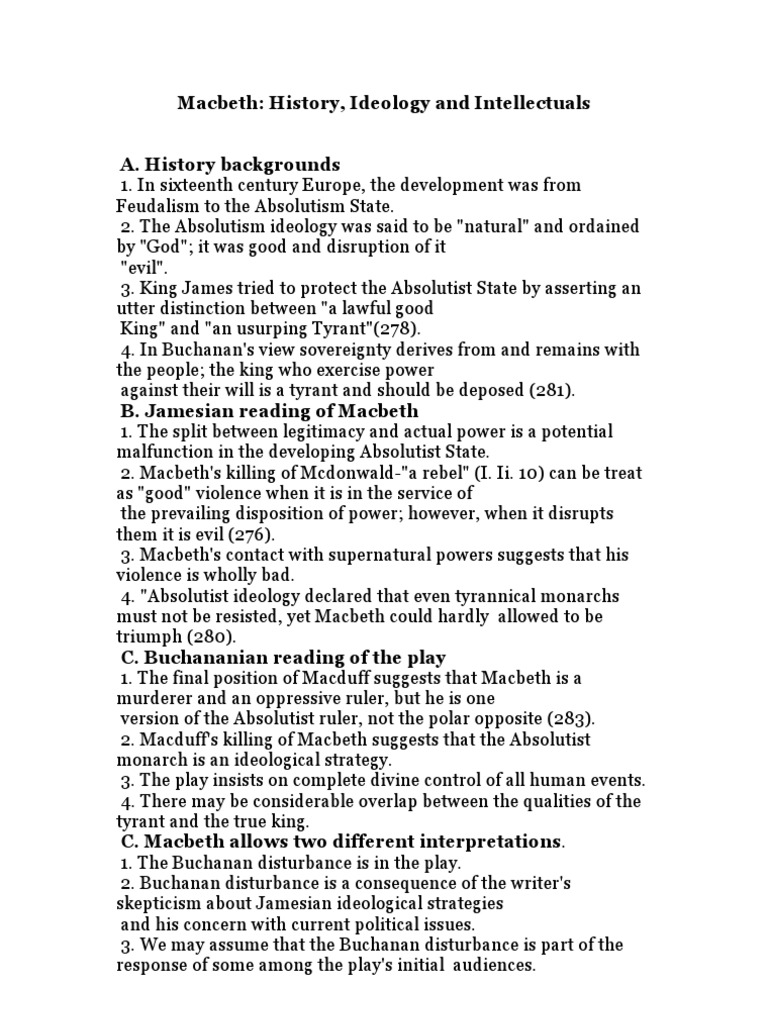 Idelogy of Macbeth | PDF | Macbeth | Politics (General)