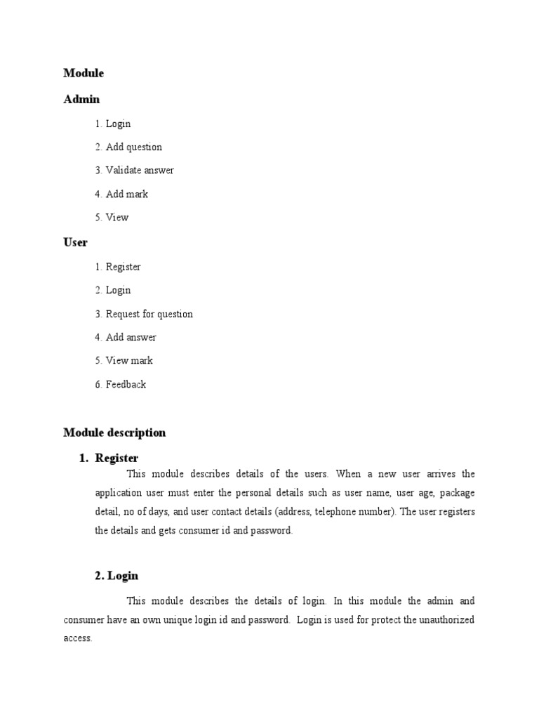 Module Admin User Functions and Online Exam System for Blind People ...