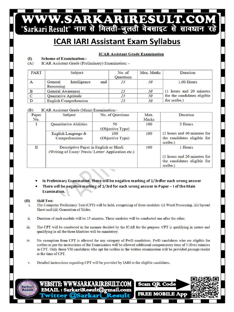 ICAR IARI Assistant Exam Syllabus ICAR IARI Assistant Exam Syllabus ...