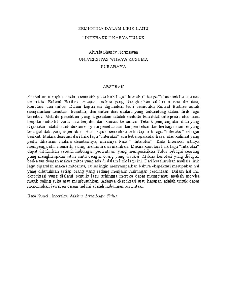 Artikel Semiotika INTERAKSI | PDF