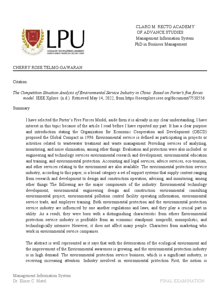 GAWARAN, Cherry Rose Telmo - PaperReview | PDF | Environmental Protection | China