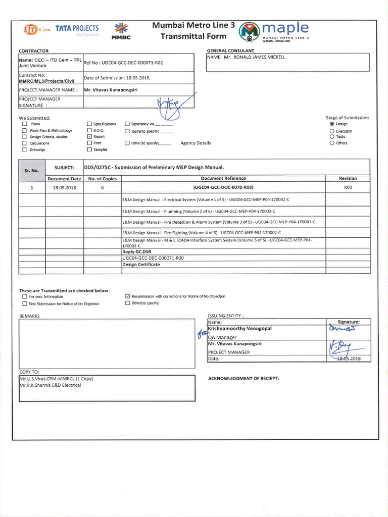 UGC04 GCC DEC 000071 R02 DDS 0275C Submission of Preliminary MEP Design ...