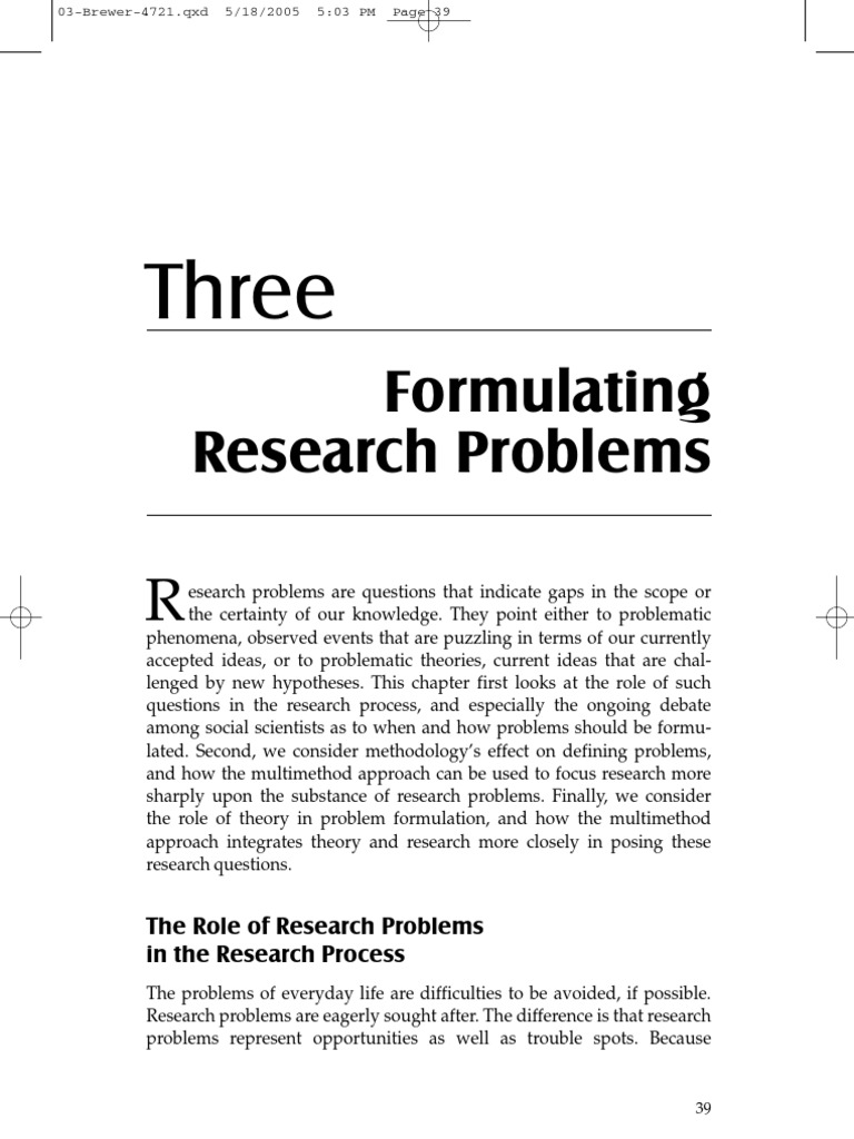 Formulating Research Problem | PDF | Hypothesis | Survey Methodology