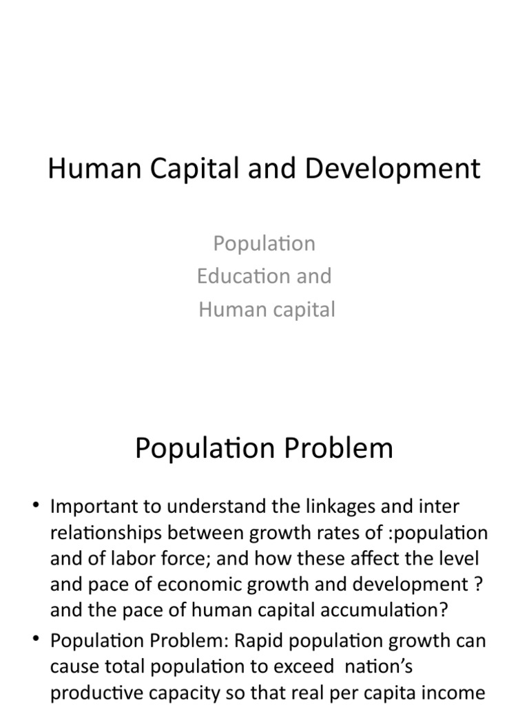 Population Education and Human Capital | PDF | Economic Growth | Human ...