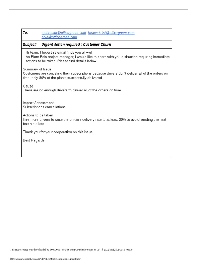 Escalation Email | PDF