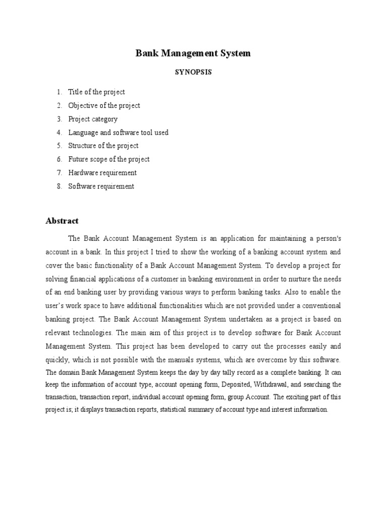 Bank Management System | PDF | Microsoft Access | Software Development