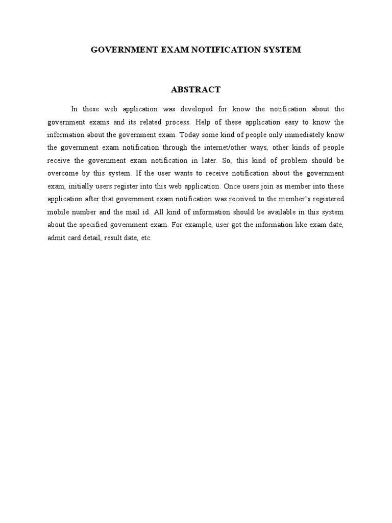 Government Exam Notification System | PDF