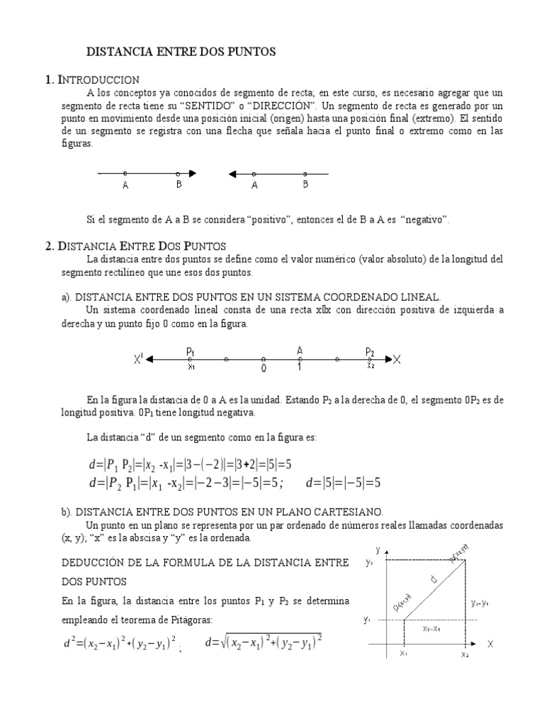 Geometría Analítica Distancia Entre Dos Puntos | PDF | Distancia | Línea (geometría)