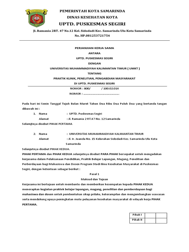 Surat PKs Dinas Kesehatan | PDF