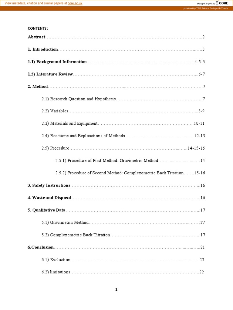 Edta Titration To Determine Lead | Download Free PDF | Lead ...
