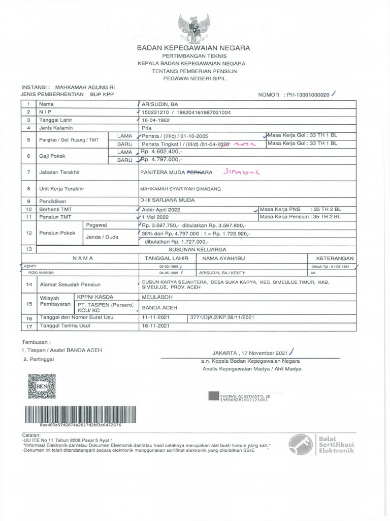 PErtEk Nota BKN | PDF