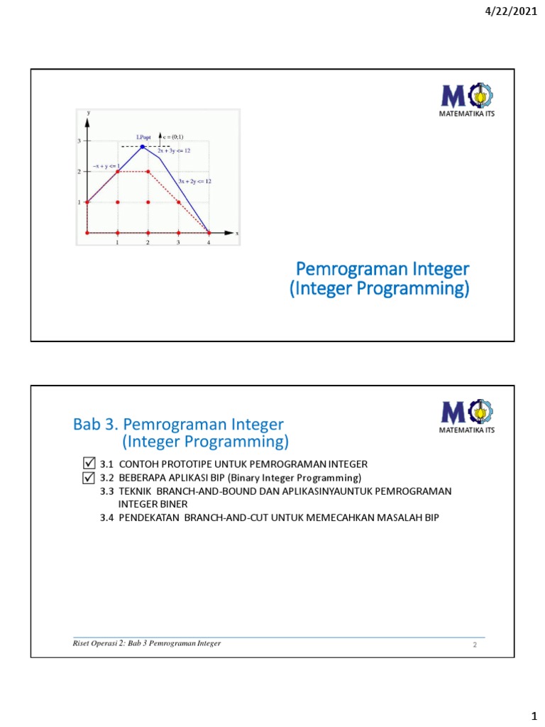 Bab 3 Pemrog Integer 1 | PDF | Metode & Bahan Ajar