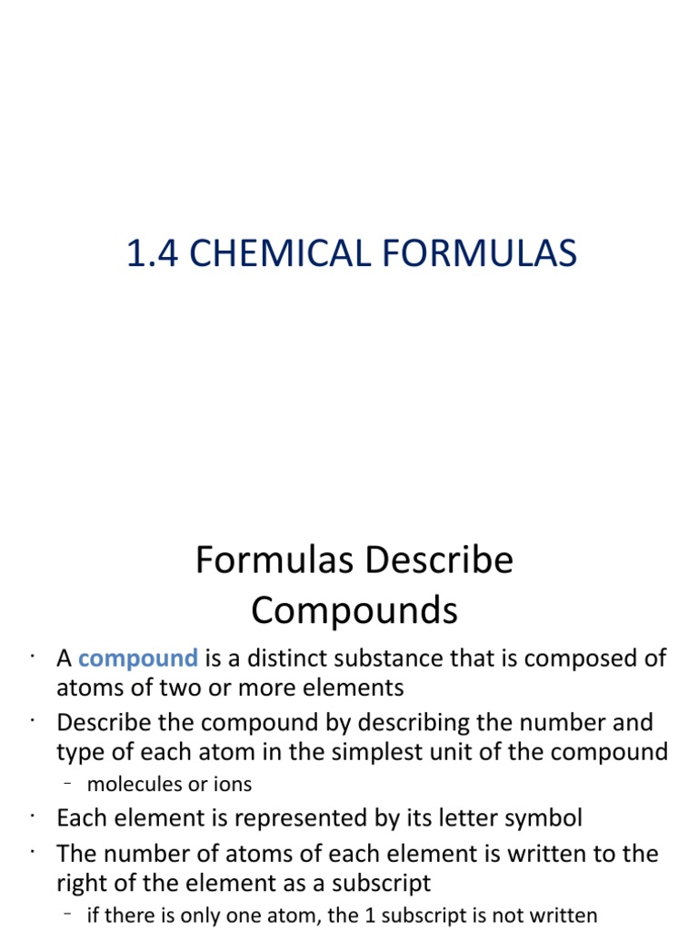 Understanding Chemical Formulas | PDF | Ion | Chemical Bond