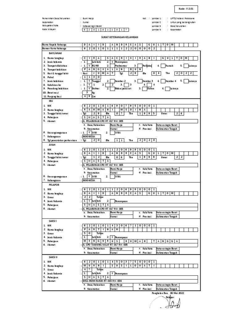 Formulir Akte Kelahiran | PDF