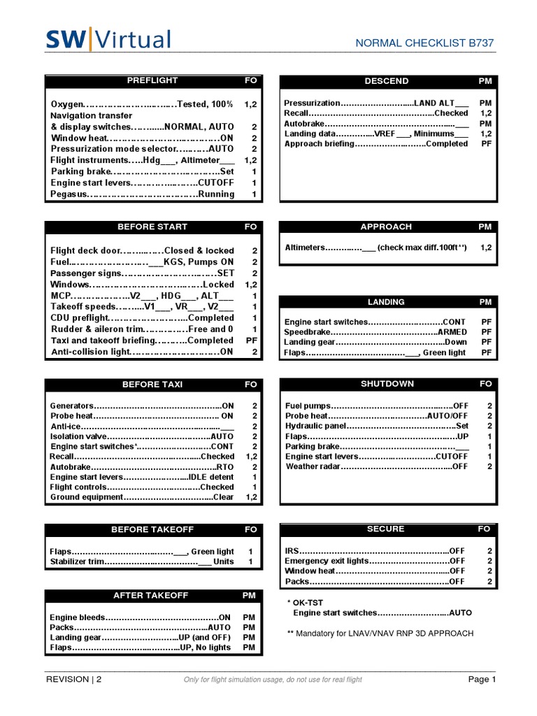 B737 Checklist | PDF | Aerospace | Aircraft
