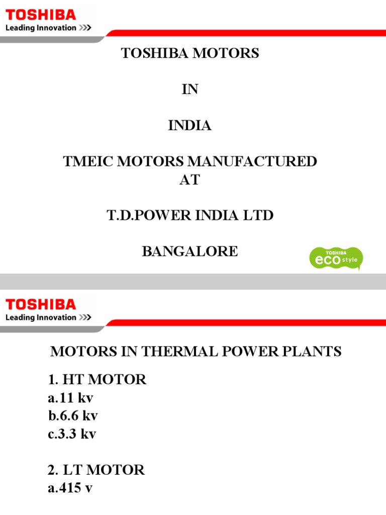 Toshiba Motors IN India Tmeic Motors Manufactured AT T.D.Power India LTD Bangalore | PDF ...