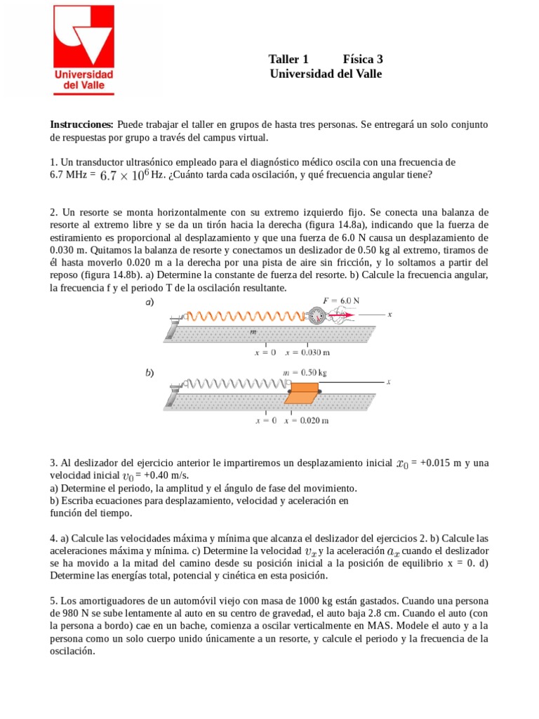 Taller 1 Fis3 | PDF | Oscilación | Frecuencia