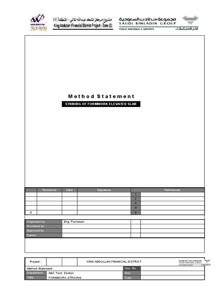 Method Statement Striking Formwork | PDF | Concrete | Architectural ...