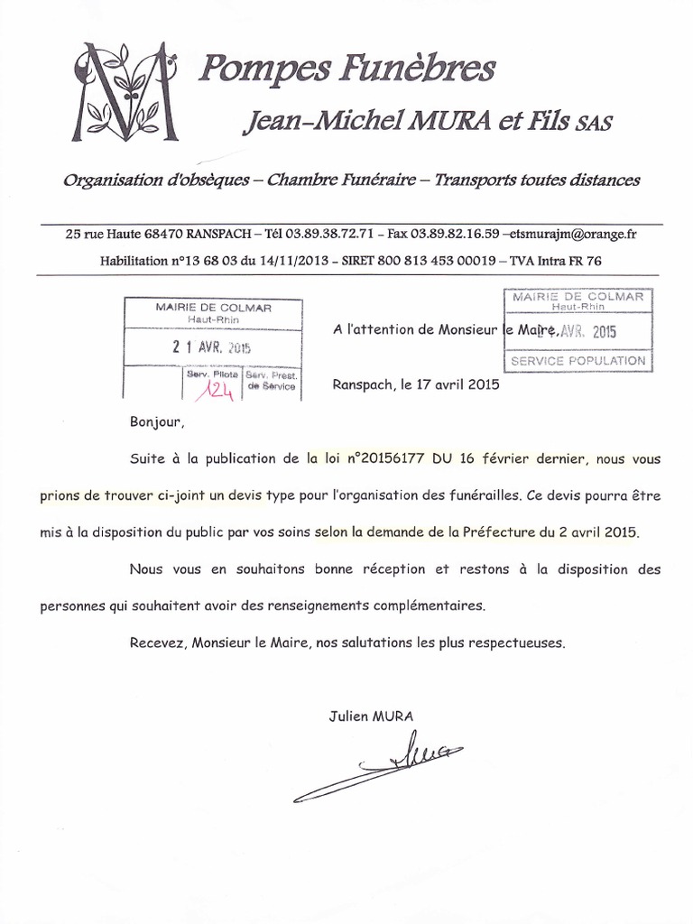 Devis Type Pompes Funèbres Ranspach | PDF | Funérailles | Crémation